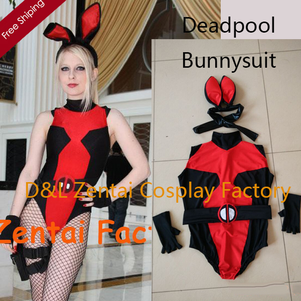 Free Shipping Dhl Real Photo Sexy Bunnysuit Deadpool Zentai Catsuits Lycra Spandex Halloween
