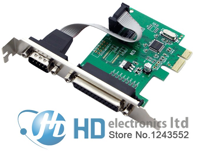 RS232 RS 232 Serial Port COM & DB25 Printer Parallel Port LPT to PCI E PCI Express Card Adapter ...