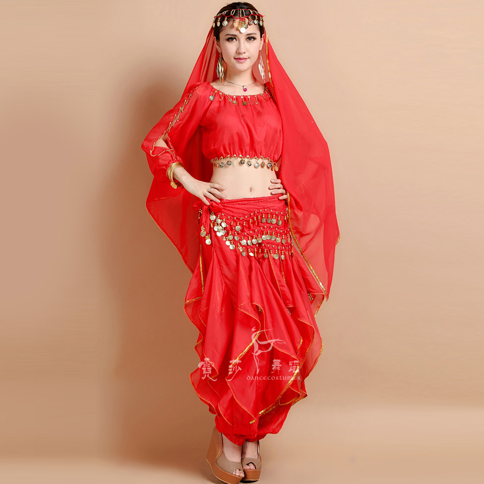 Sexy Indian Dance Lantern Sleeve Performance Wear Belly Dance Costume